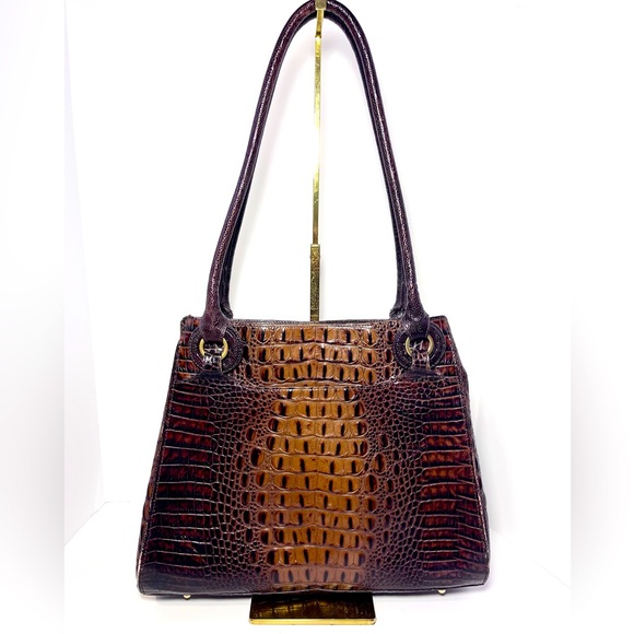 Brahmin | Bags | Brahmin Brown Leather Croc Embossed Shoulder Bag ...